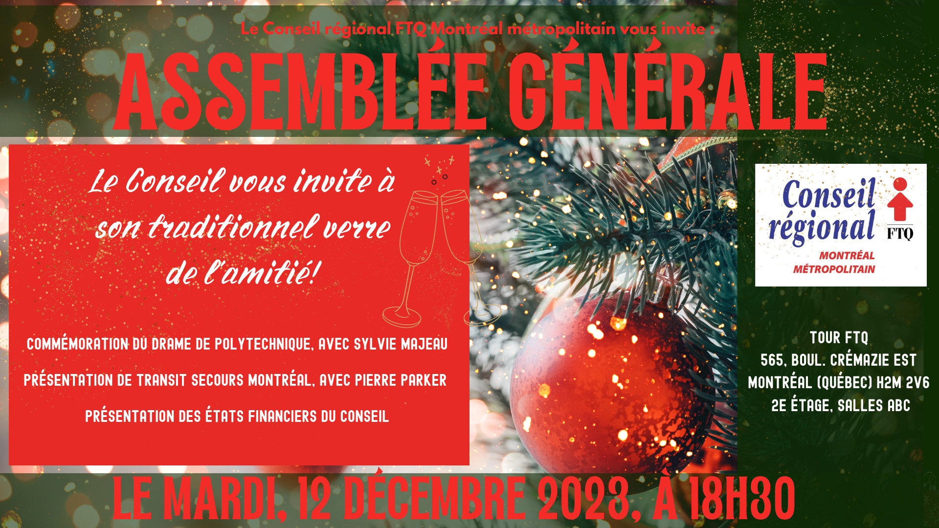 Assemblée générale du 12 décembre 2023 du CRFTQMM - Fédération des ... Assemblée générale du 12 décembre 2023 du CRFTQMM - Fédération des ...